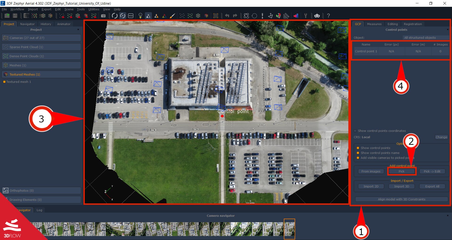 Manage control points and distances in 3DF Zephyr