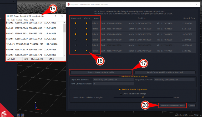 Manage control points and distances in 3DF Zephyr