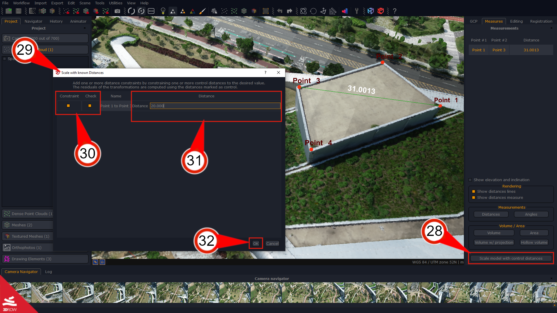 Manage control points and distances in 3DF Zephyr