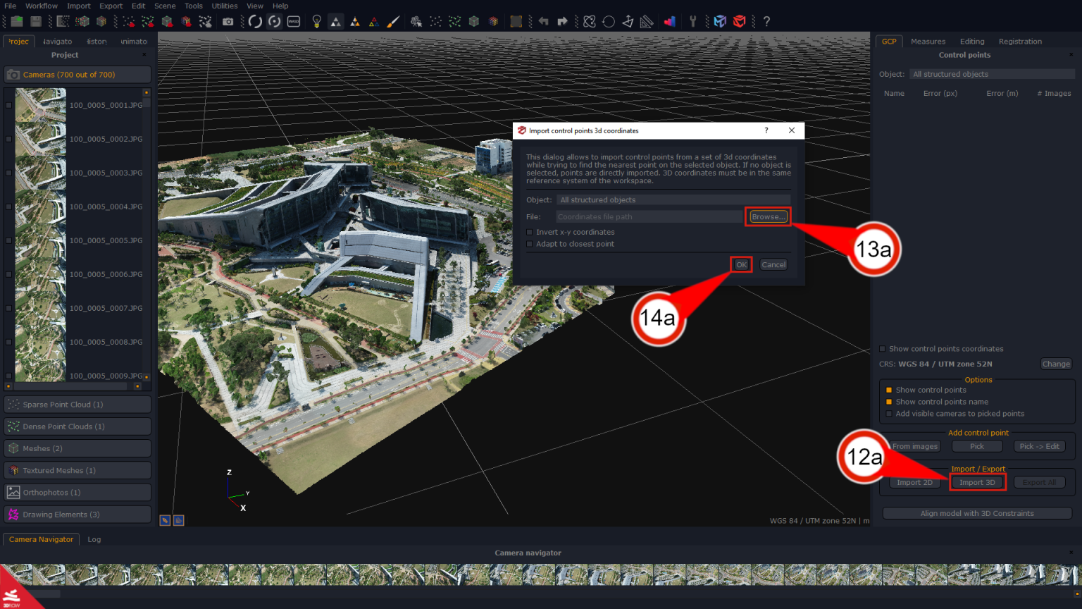 Manage control points and distances in 3DF Zephyr