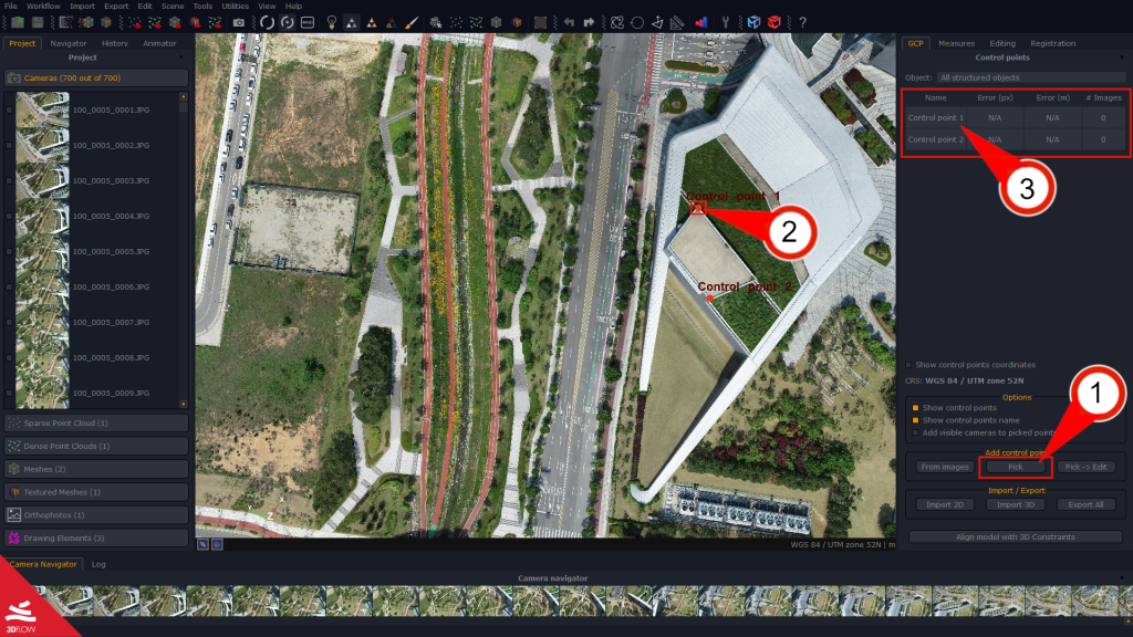 Manage control points and distances in 3DF Zephyr