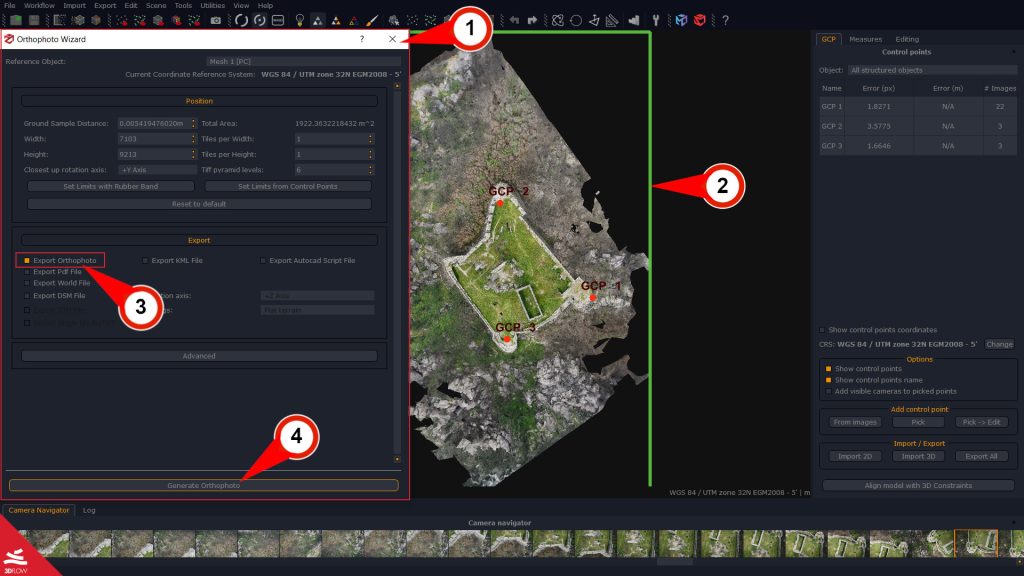 Orthophoto generation in 3DF Zephyr