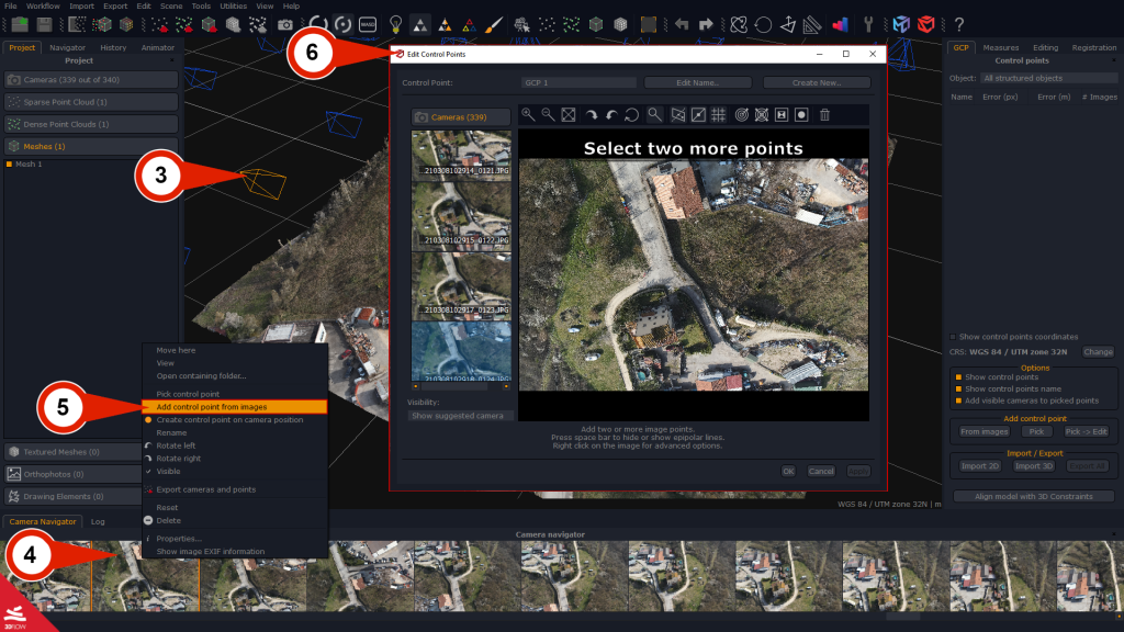 Manage control points and distances in 3DF Zephyr