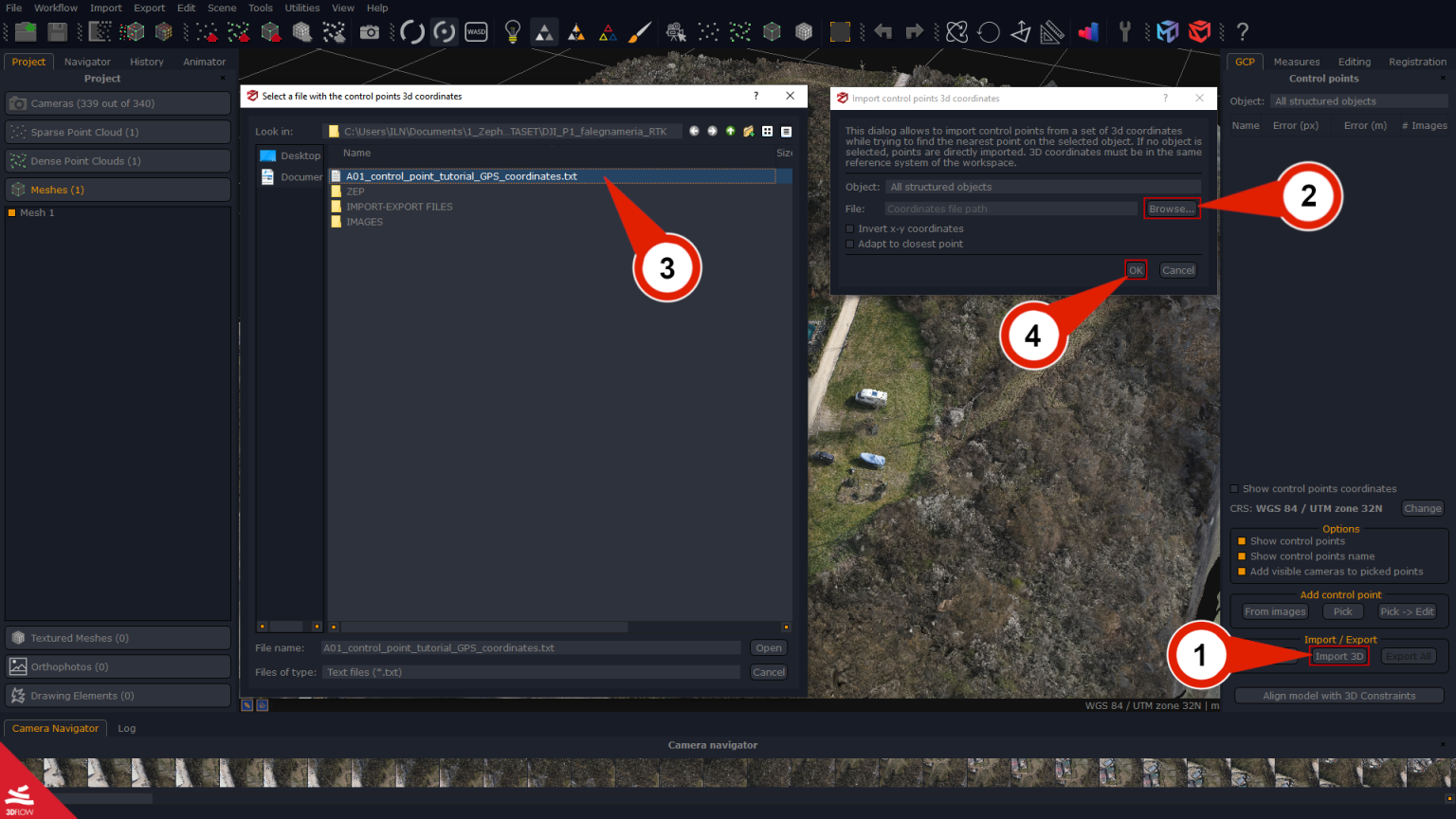 Manage control points and distances in 3DF Zephyr