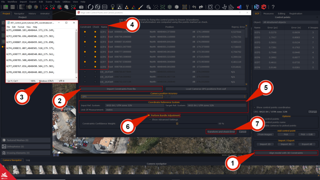 Manage control points and distances in 3DF Zephyr