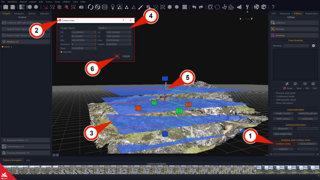 Tutorial #A08 : Contour lines, sections and track sections generation ...