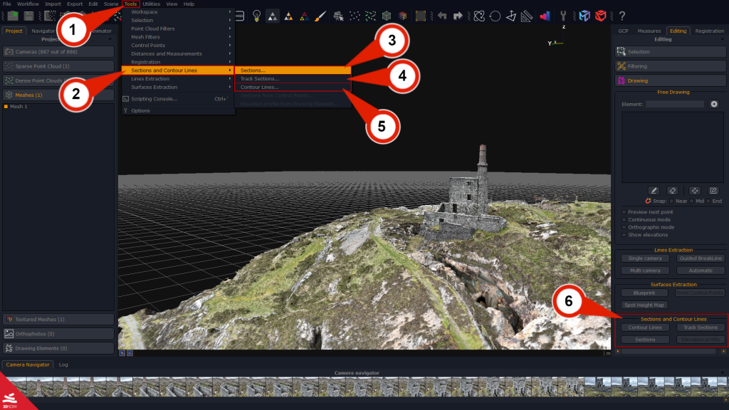 Tutorial #A08 : Contour lines, sections and track sections generation ...