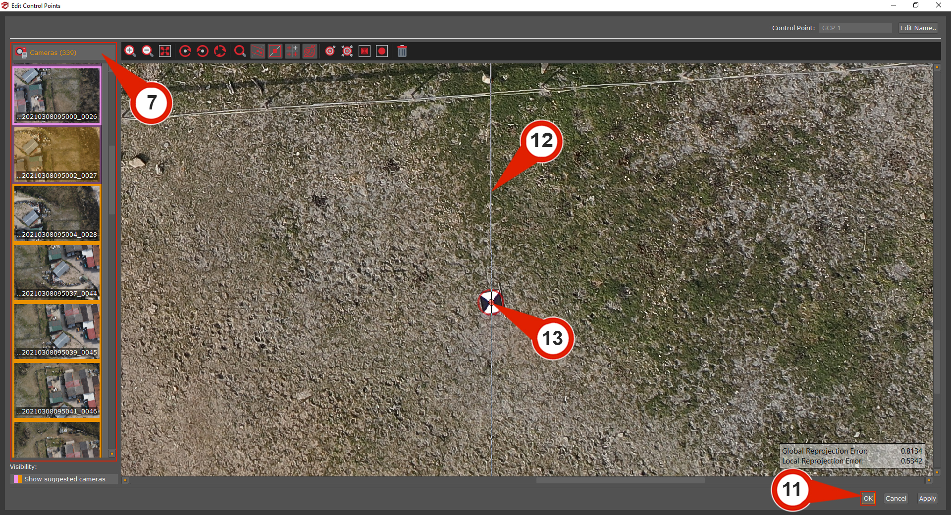 Manage control points and distances in 3DF Zephyr