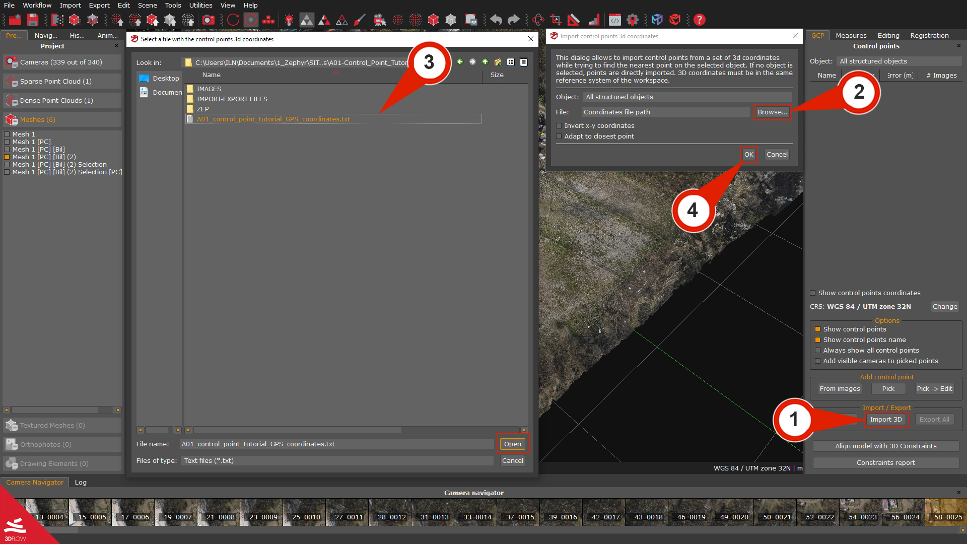 Manage control points and distances in 3DF Zephyr