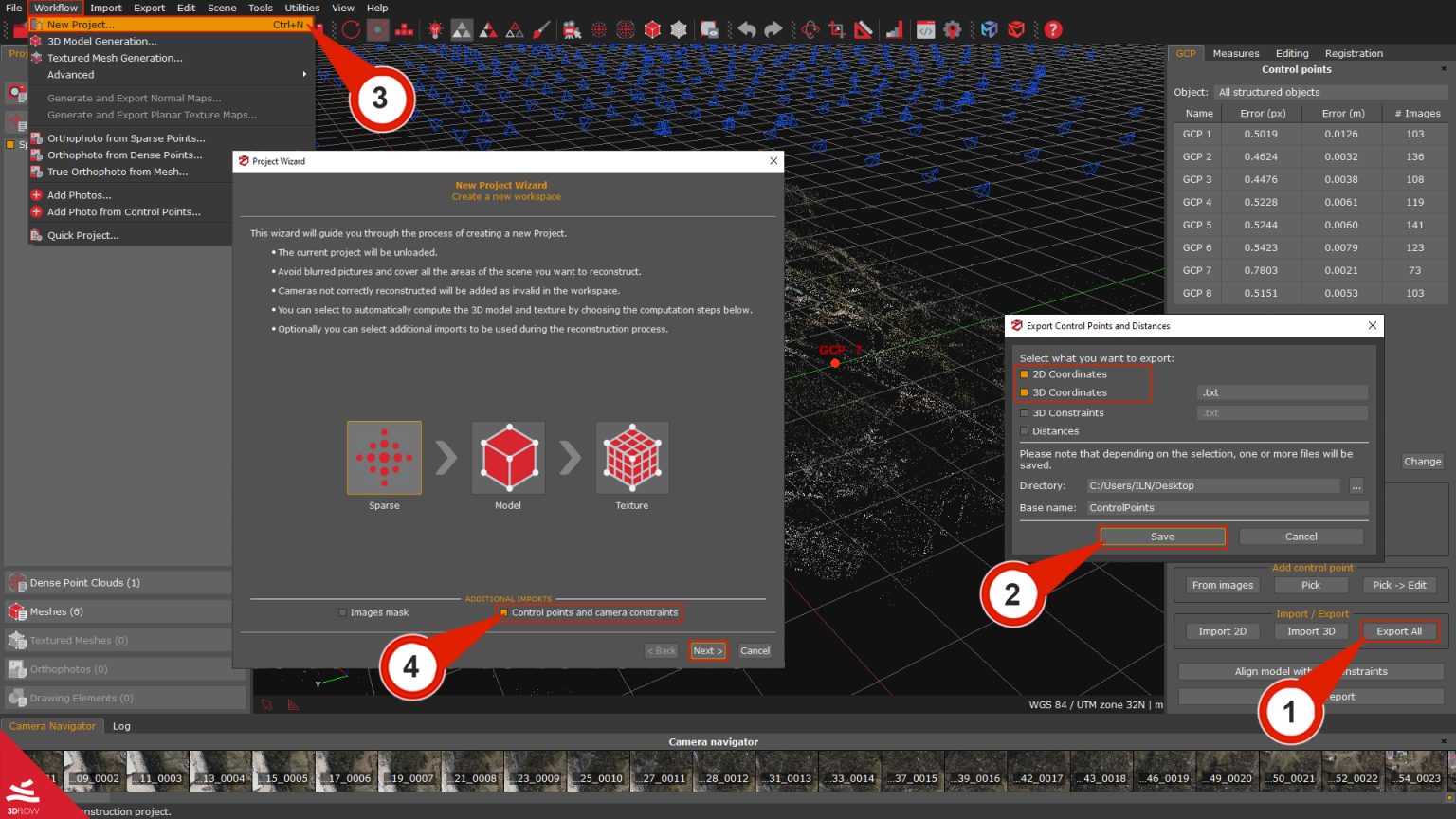 Manage control points and distances in 3DF Zephyr